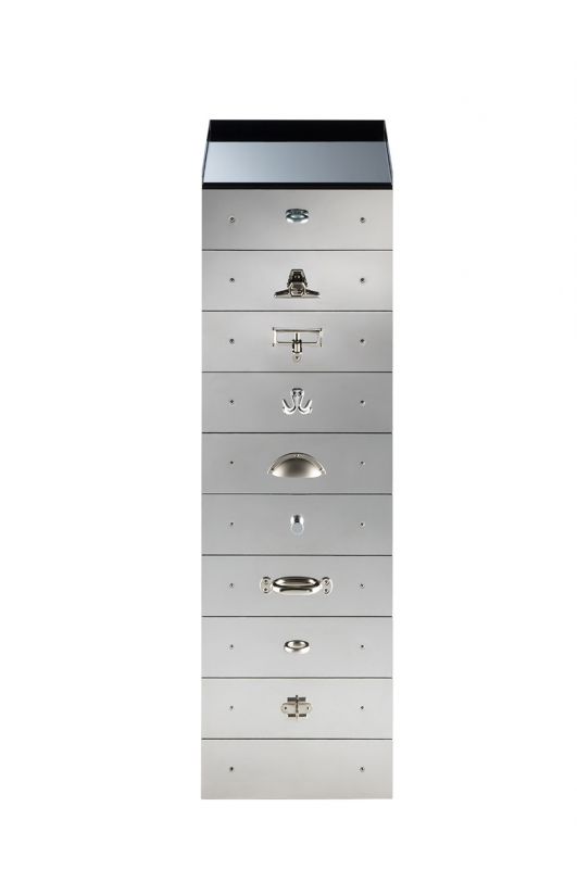 S43 Kommode auf Rollen Tecta | Weiß lackiert | 5x Schwarz / 4x Weiß | TECTA S43 WEISS 5XSCH 4XWE